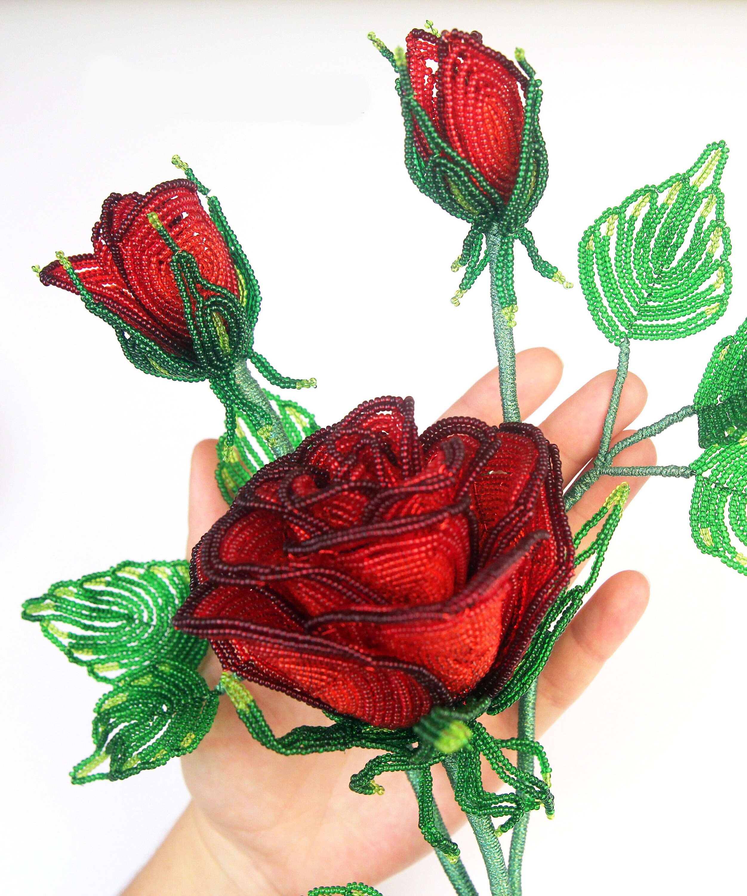 French Beaded Rose, Beaded Flowers Pattern, Seed Bead Patterns, Beading ...