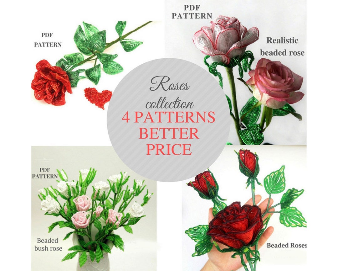 French Beaded Rose | Beaded Flowers Pattern | Seed Bead Patterns ...