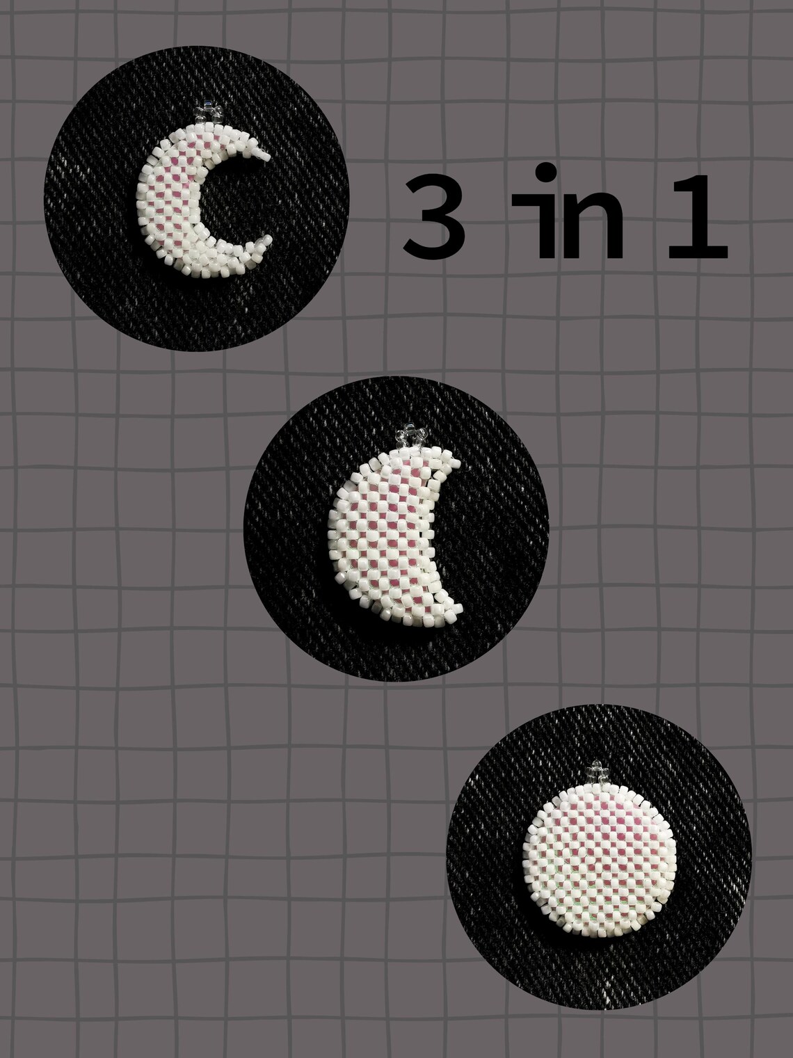 Pendants Moon Phases 3 in 1 | Beaded Jewelry | Seed Bead | Beading ...