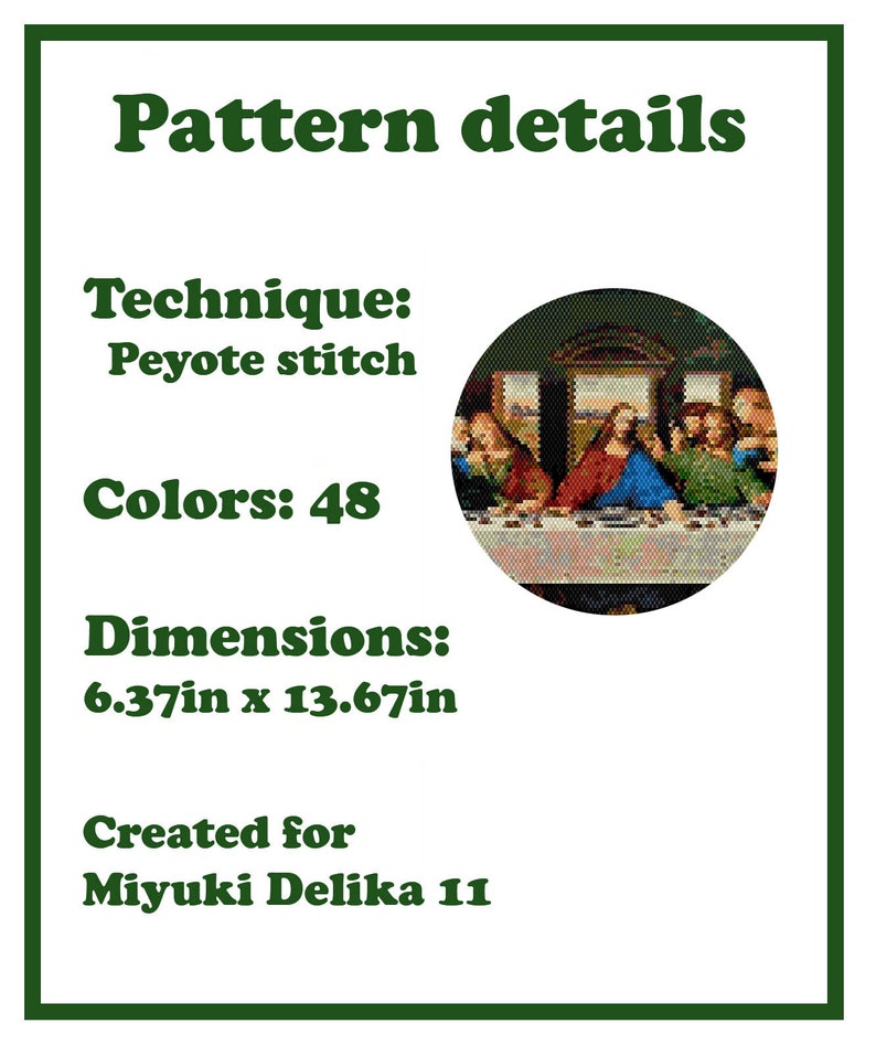 The Last Supper | Wall Art Pattern Peyote | Beading Tapestry | Bead ...