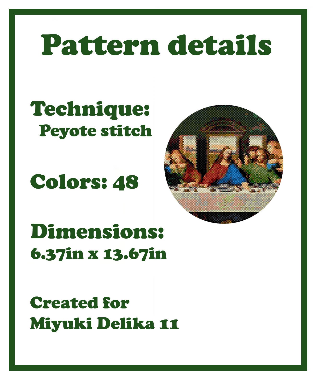 The Last Supper Wall Art Pattern Peyote Beading Tapestry Bead Pattern ...