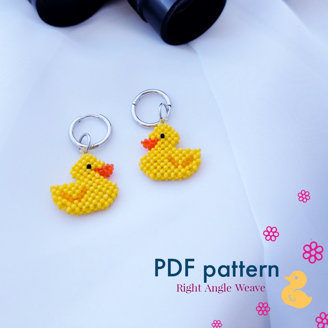 Pendant Duck | Seed Bead Beading Pattern RAW Right Angle Weave Beaded Duck TOHO Beads Instant ...