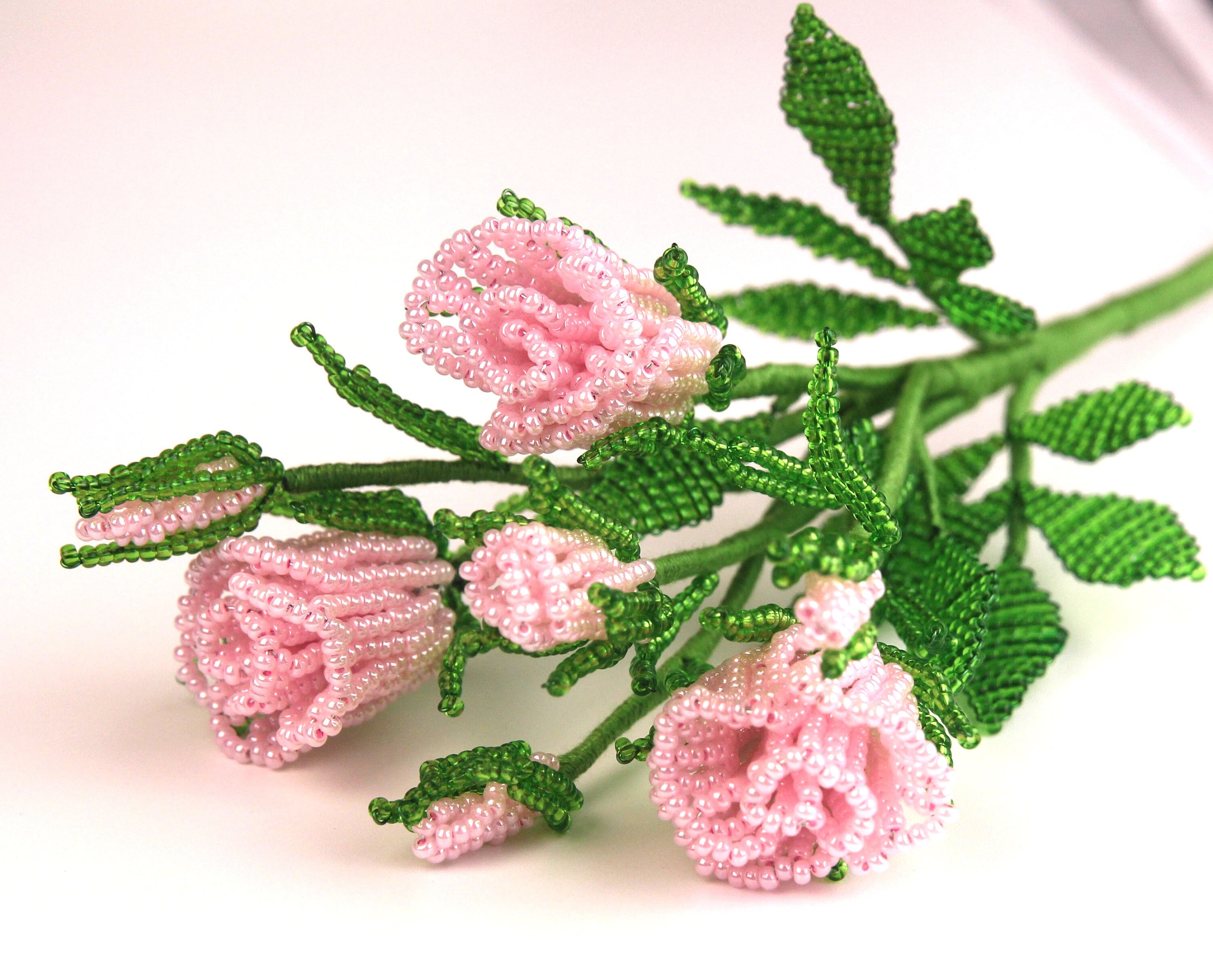 French Beaded Rose, Beaded Flowers Pattern, Seed Bead Patterns, Beading ...