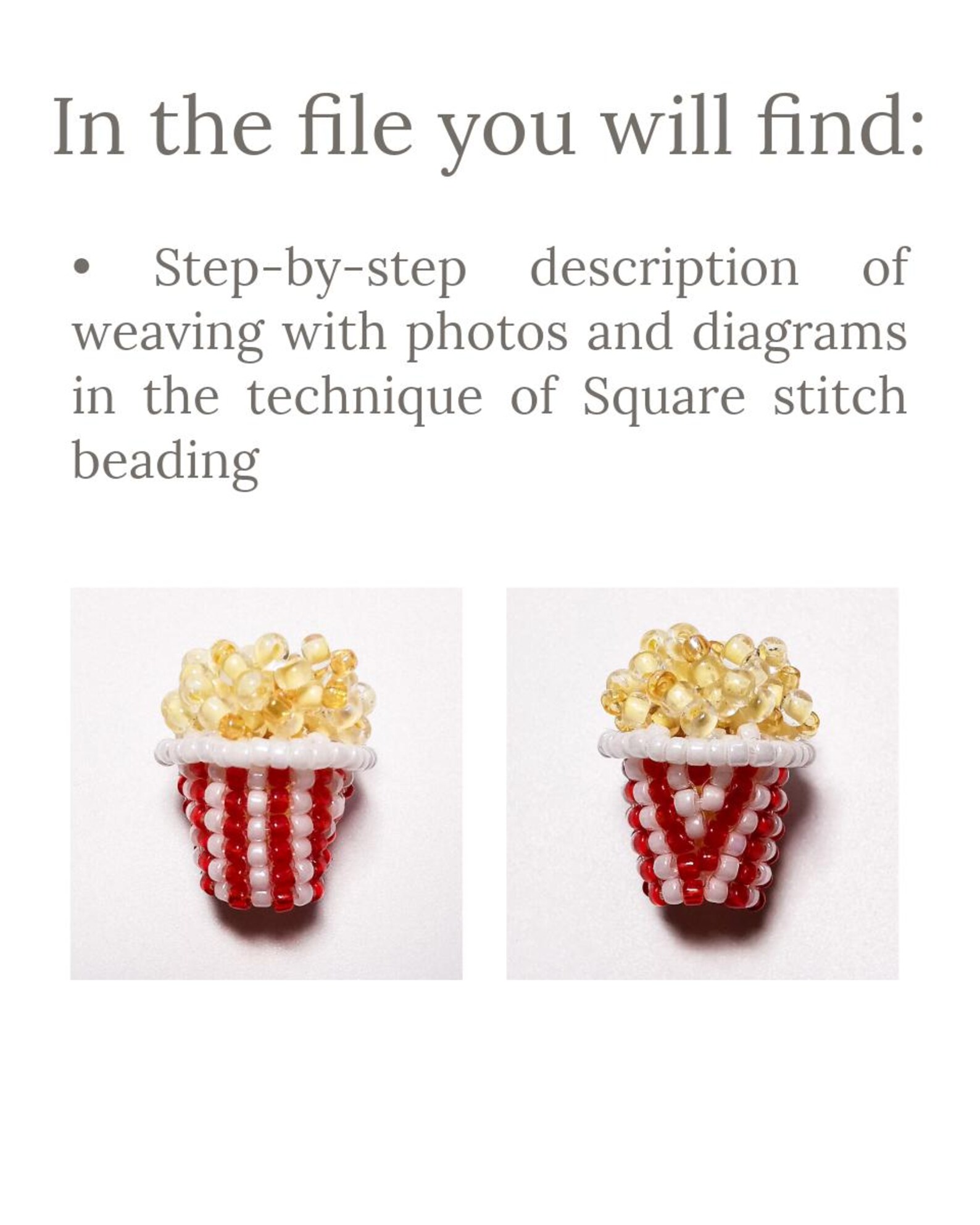 Pendant Popcorn | Beaded Jewelry | Seed Bead | Beading Pattern | Square ...