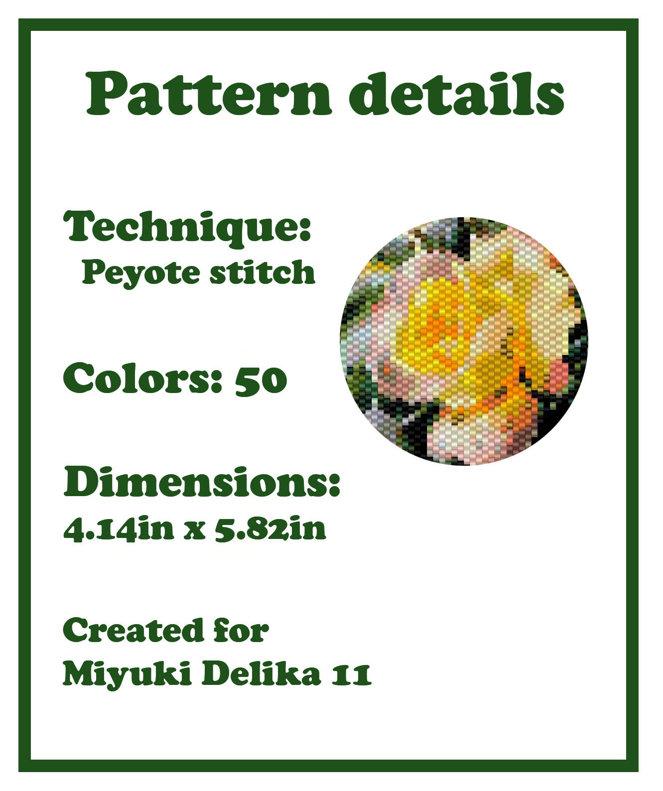 Beaded Postcard Flowers 7 Pattern for Peyote Stitch Wall Art Peyote ...