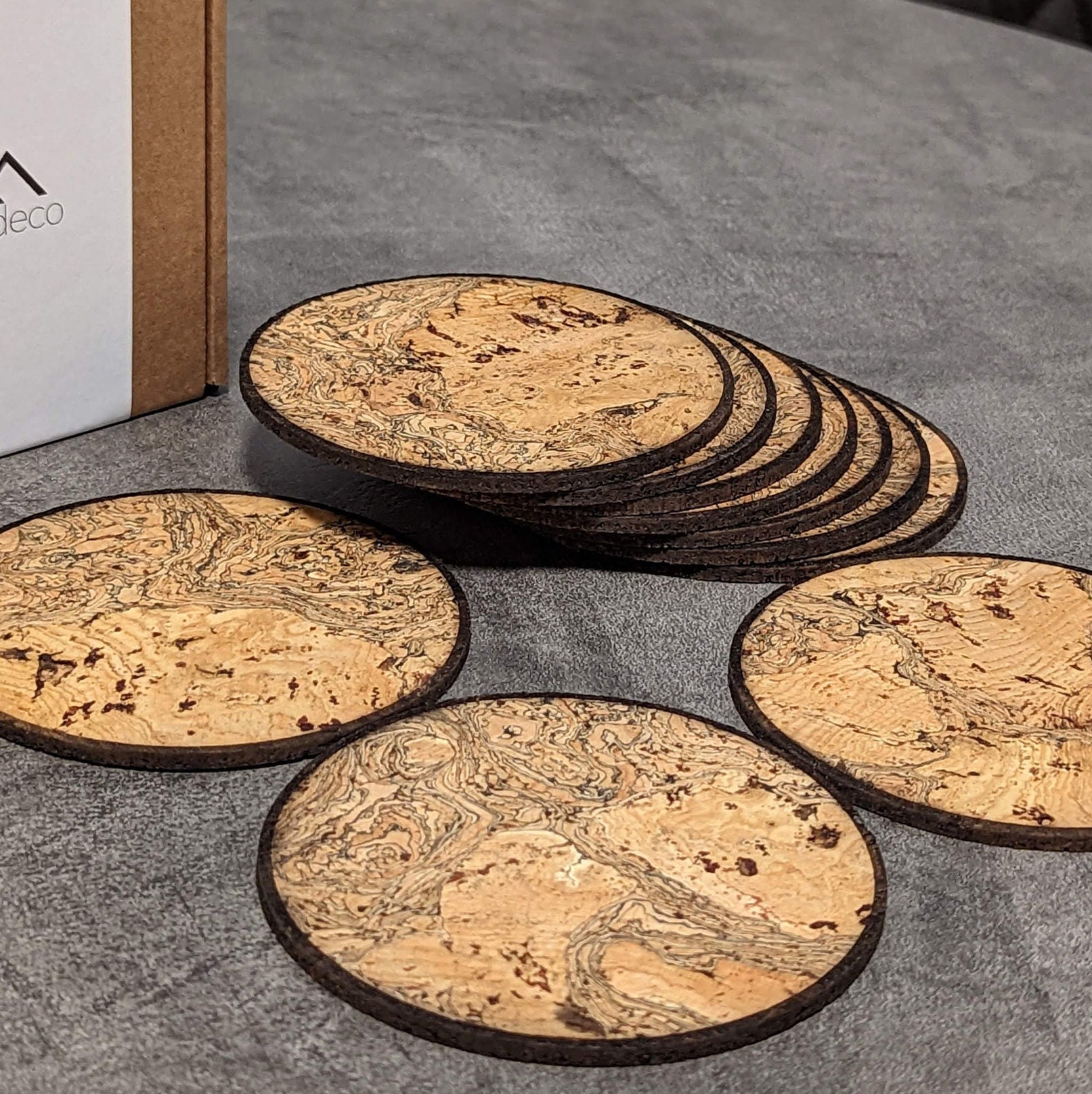 Round Cork Placemats and Coasters Set 4 + 4 or 6 + 6 - Etsy