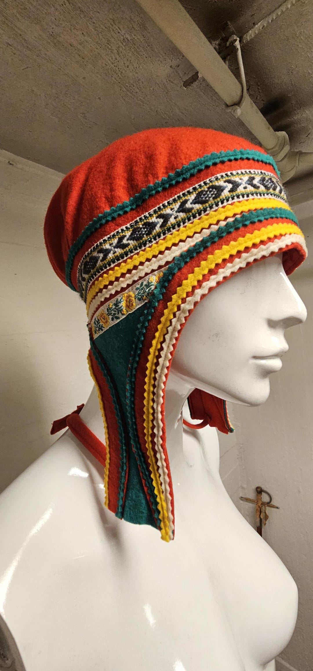 Nordic Hat Lapland Hat Red Sami Style Hat Folk Art Handmade Hat - Etsy