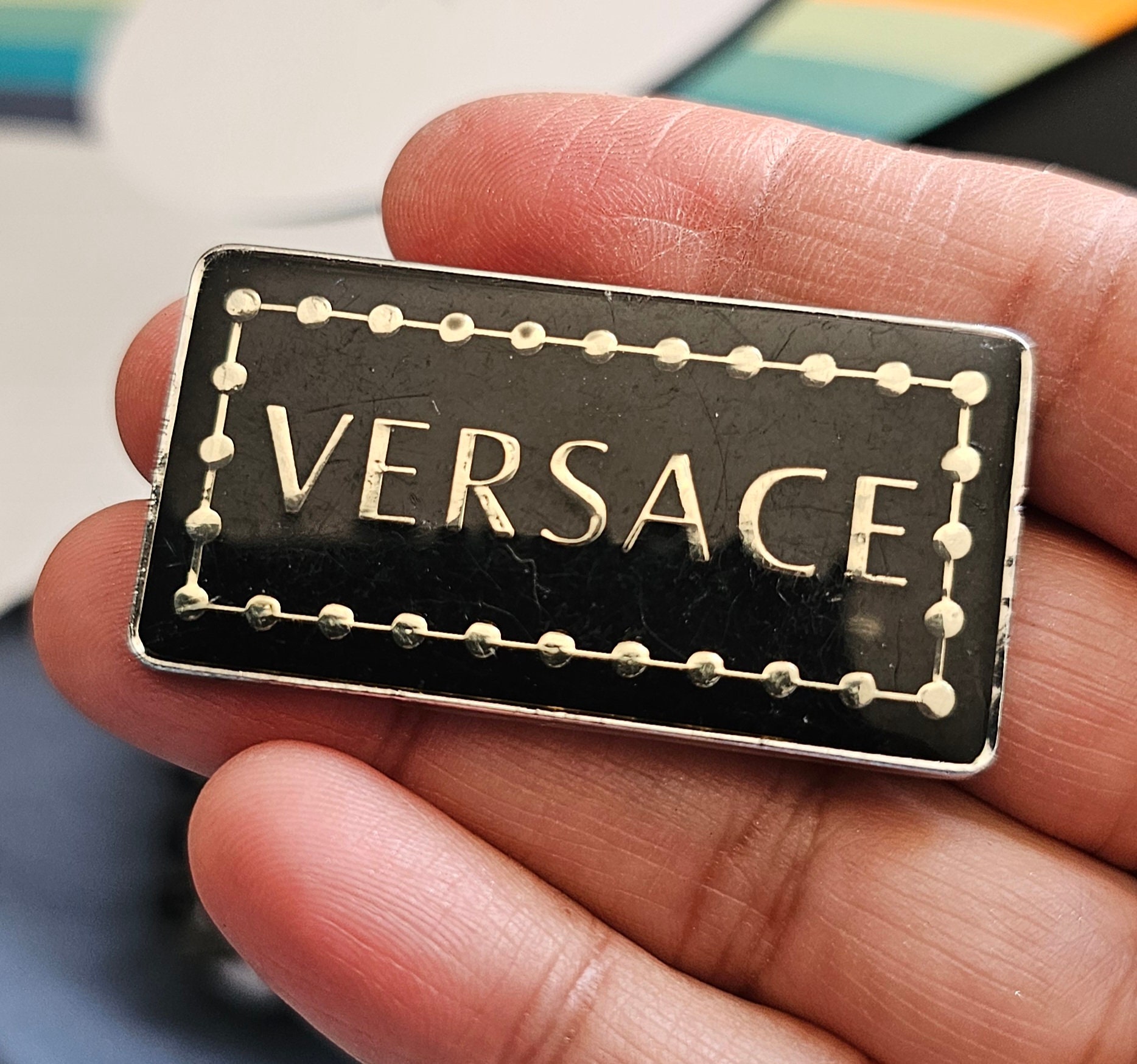 1 Gold /black VERCASE Pin Logo Badge for Clothing ,leather ,display - Etsy