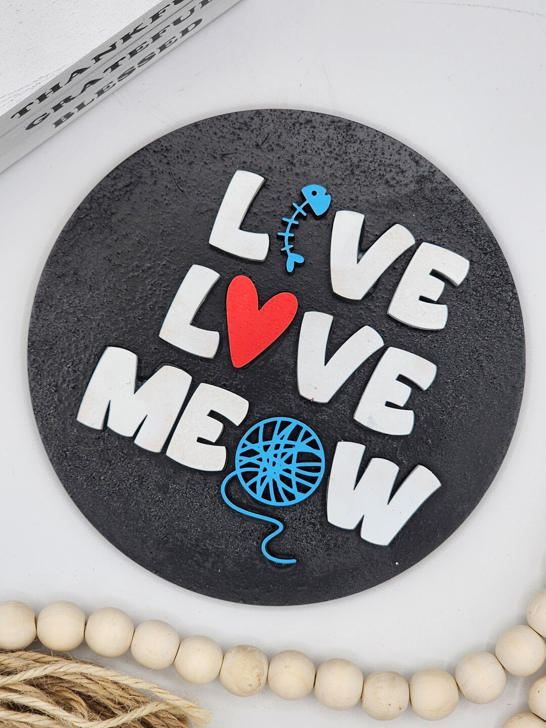 Live Love Meow Sign Insert: Cat Home Decor (6.2" Round) - Etsy