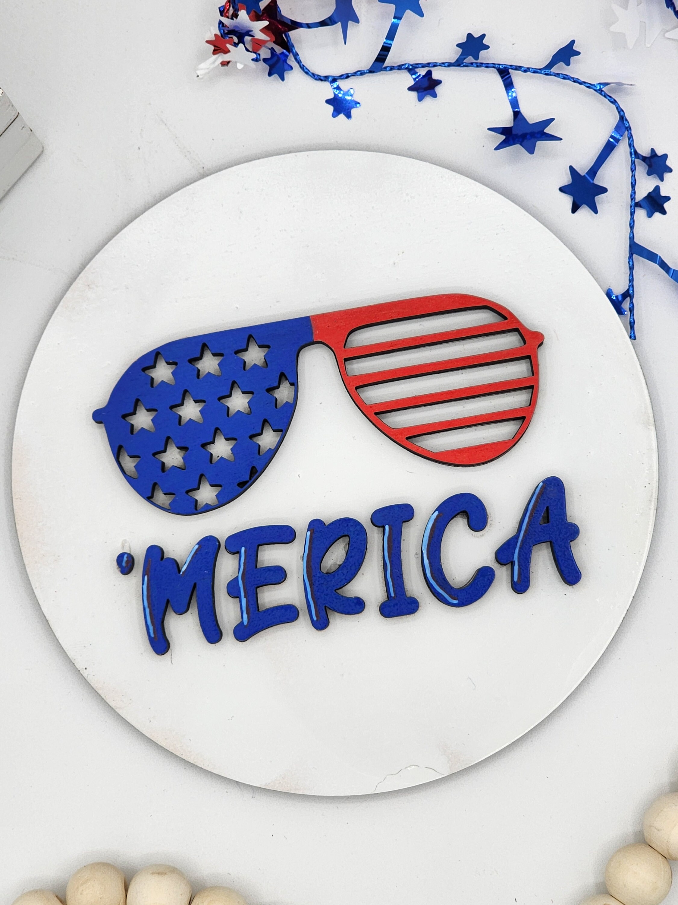 4th of July 'merica 6 Round INSERT ONLY Inspirational Sign, Summer Home ...