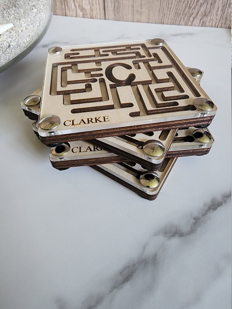 Custom Maze Coasters - Father's Day Gift - Family Gift - Personalized ...