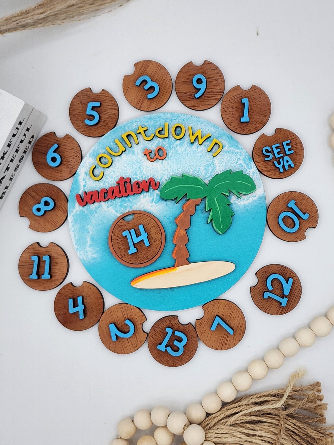 Vacation Countdown Sign Insert: Interchangeable Round Disc - Etsy