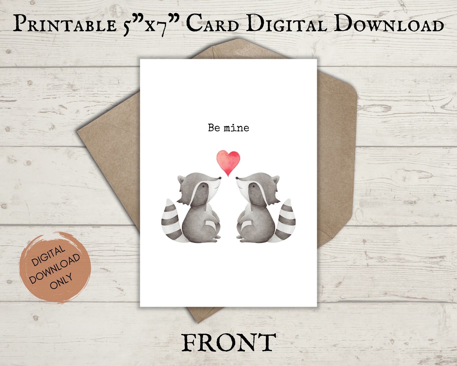 Printable 'be Mine Racoons DIGITAL FILE Valentine's/galentine's Day ...