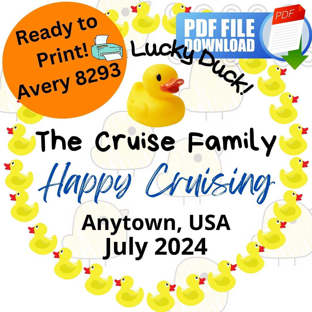 Custom Download, Print at Home. Cruising Ducky Stickers for 2 Ducks ...
