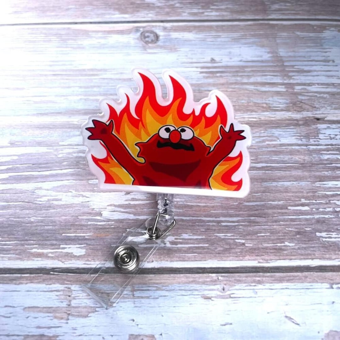 Funny Meme Badge Reel Retractable Hellmo Fire Flame - Etsy