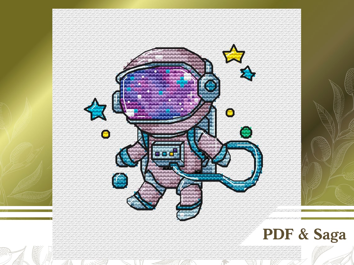 Space Cross Stitch Pattern PDF for Beginners Astrunaut Cross - Etsy