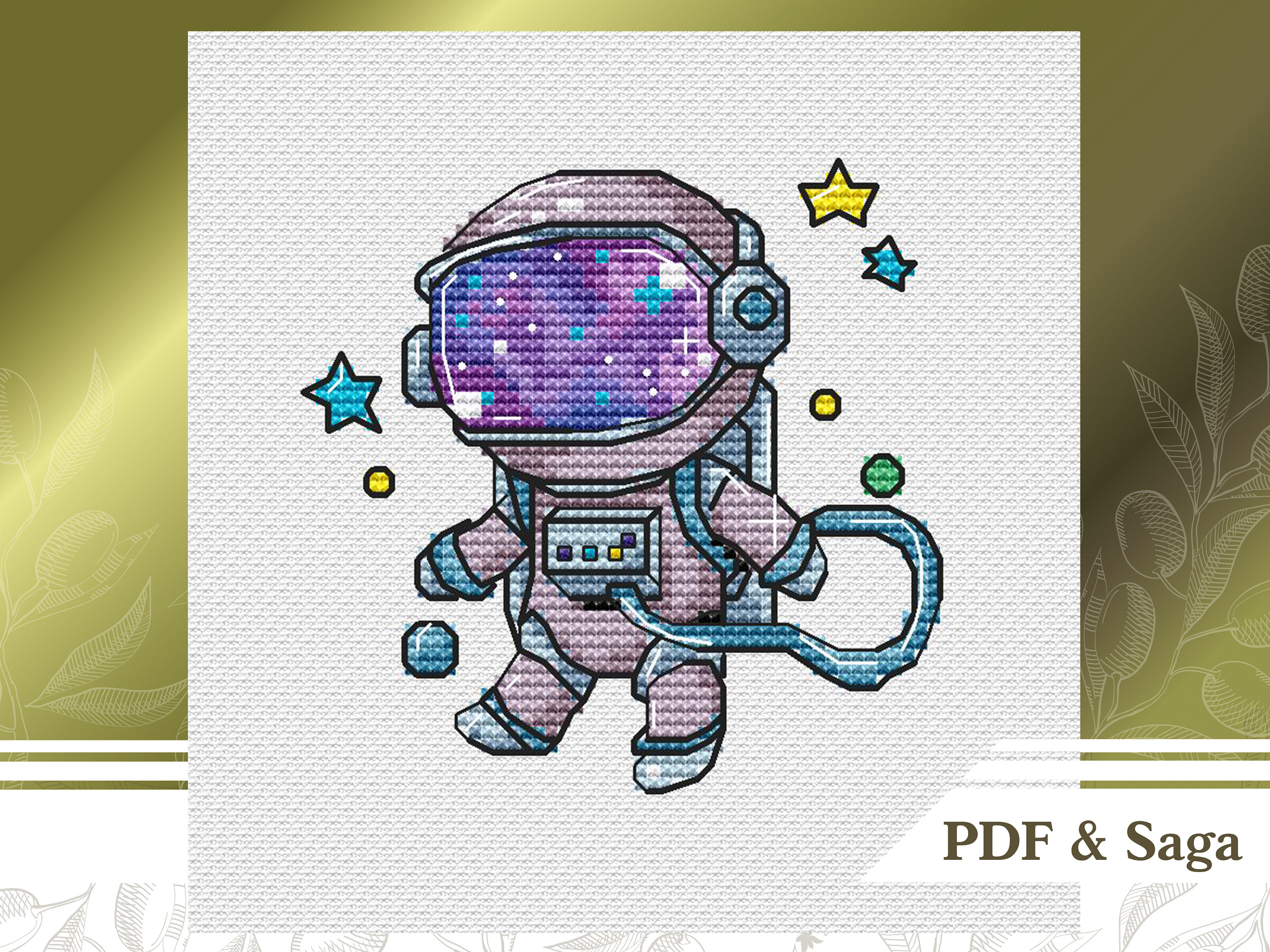 Space Cross Stitch Pattern PDF for Beginners Astrunaut Cross - Etsy