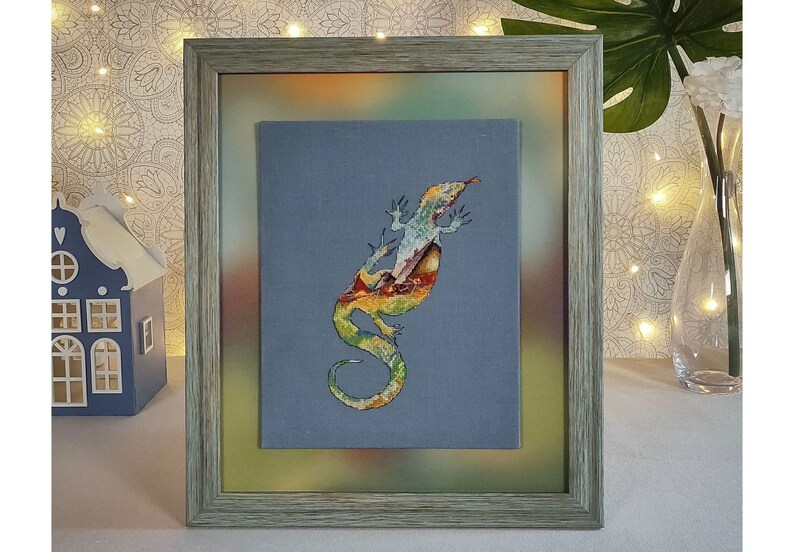 Lizard сross Stitch Pattern PDF, Landscape сross Stitch Chart Instant ...