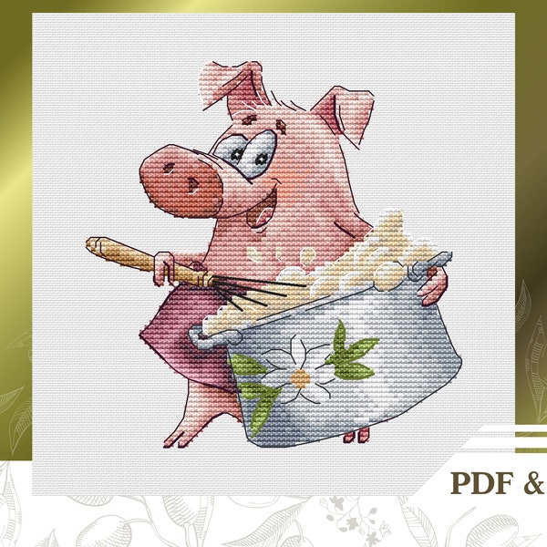 Pig Cross Stitch - Etsy
