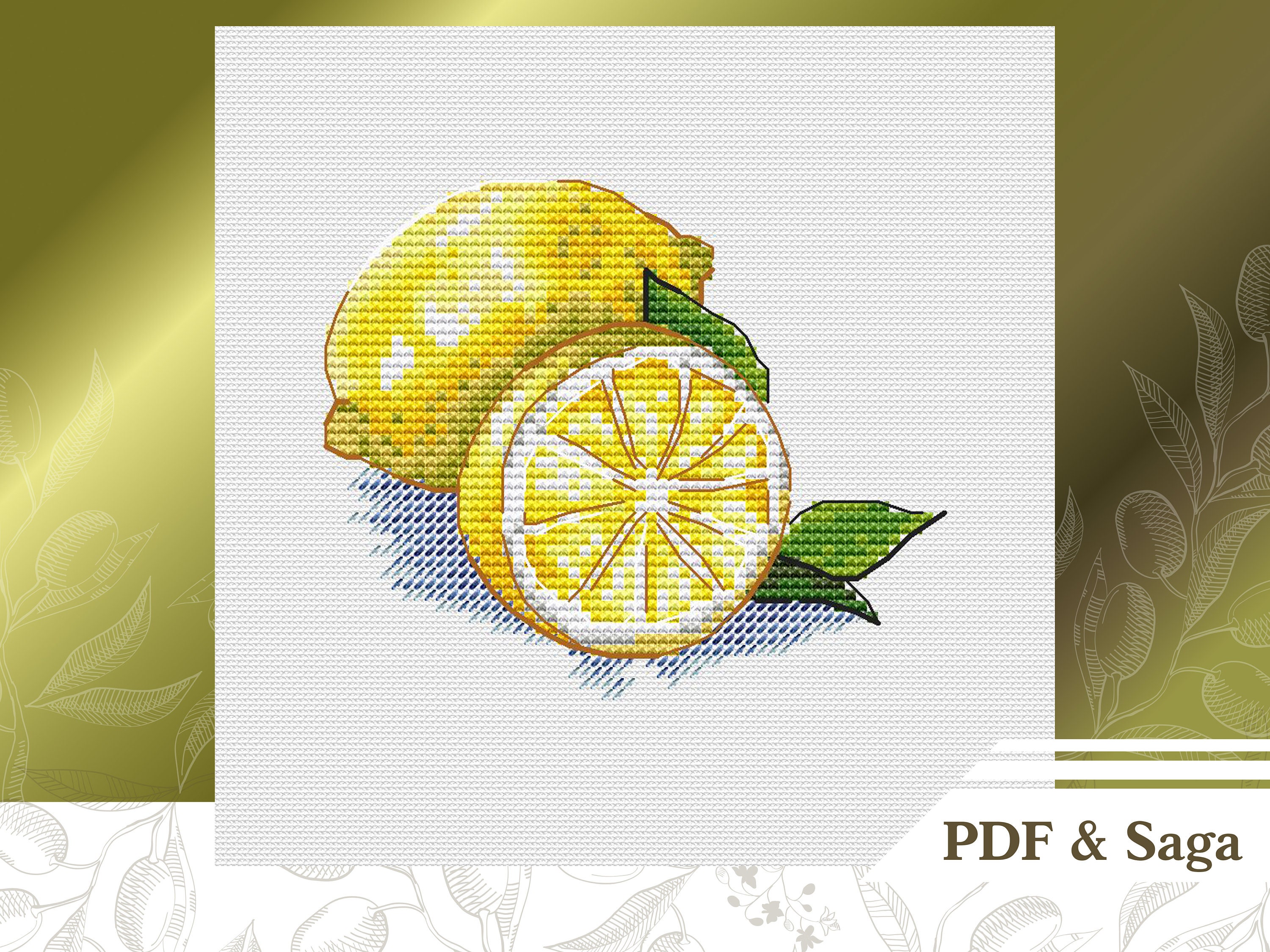 Lemon сross Stitch Pattern PDF and SAGA, Kitchen Hand Embroidery ...