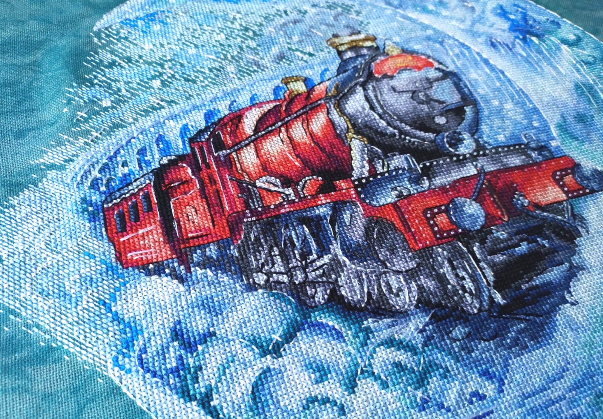 Moon Express Cross Stitch Pattern PDF, Train Cross Stitch Chart Instant ...