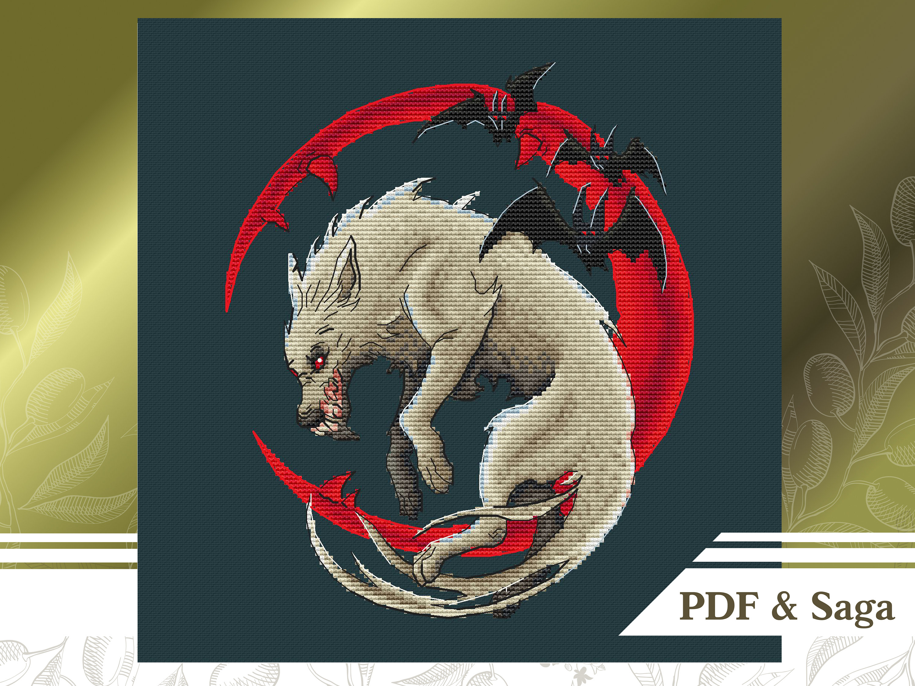 Horror сross Stitch Pattern PDF Night Hunting, Werewolf сross Stitch ...