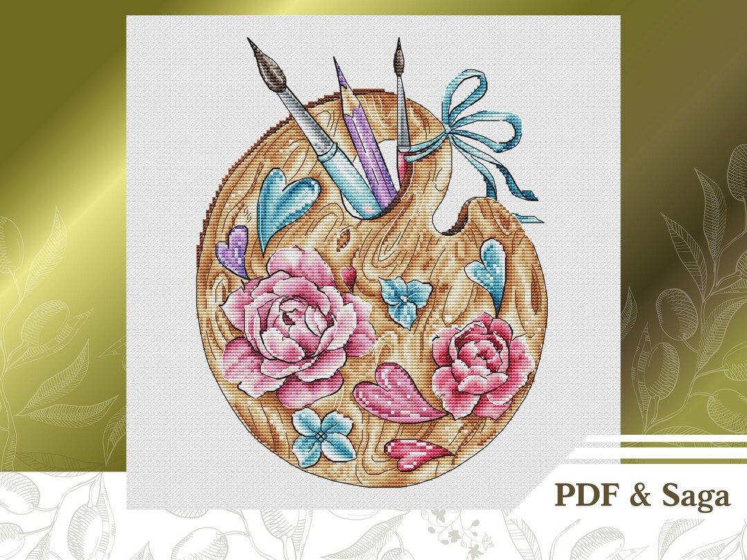 Watercolor сross Stitch Pattern PDF and Saga, Flowers Hand Embroidery ...