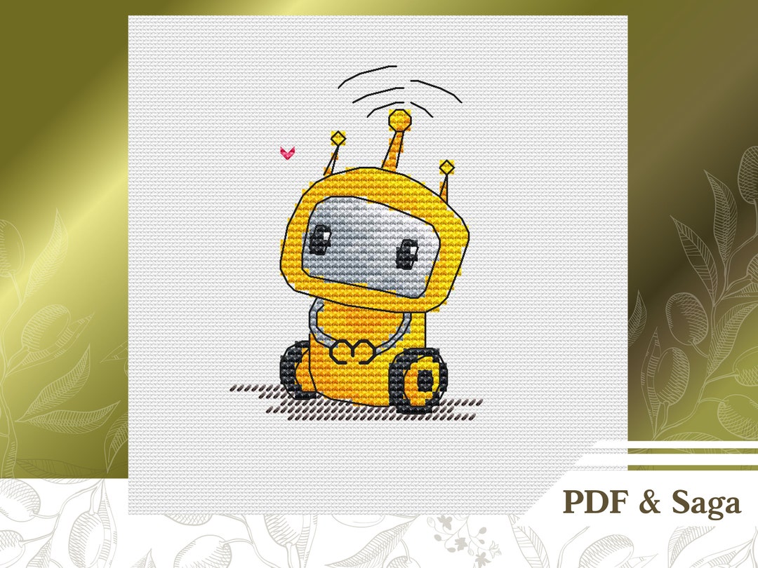 Robot сross Stitch Pattern PDF, Kids сross Stitch Chart Instant ...