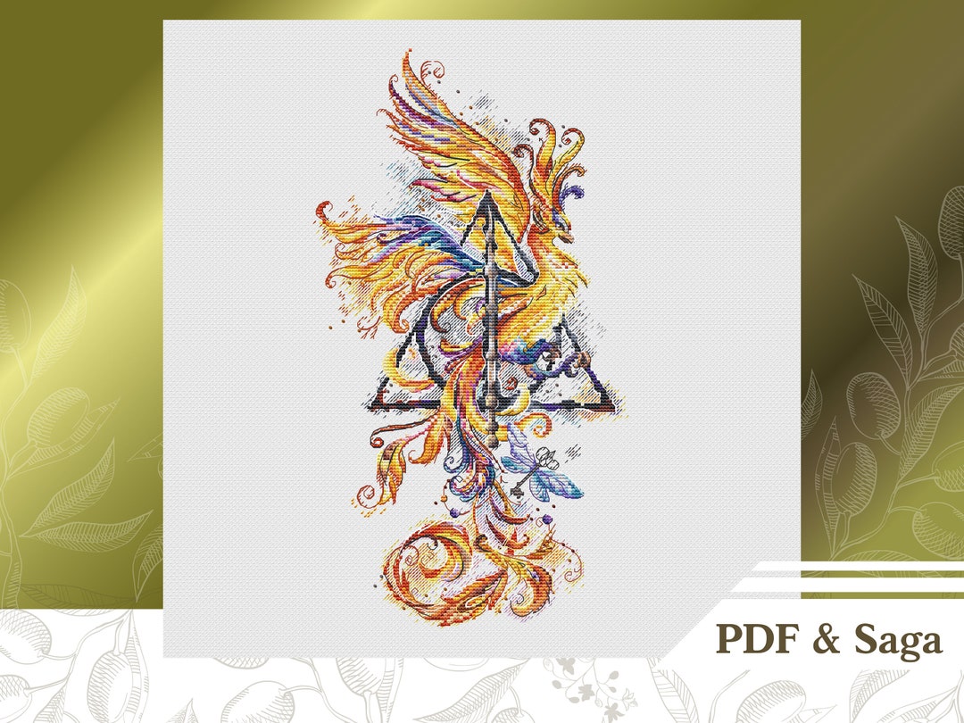 Phoenix Cross Stitch Pattern PDF, Fantasy Hand Embroidery Pattern ...