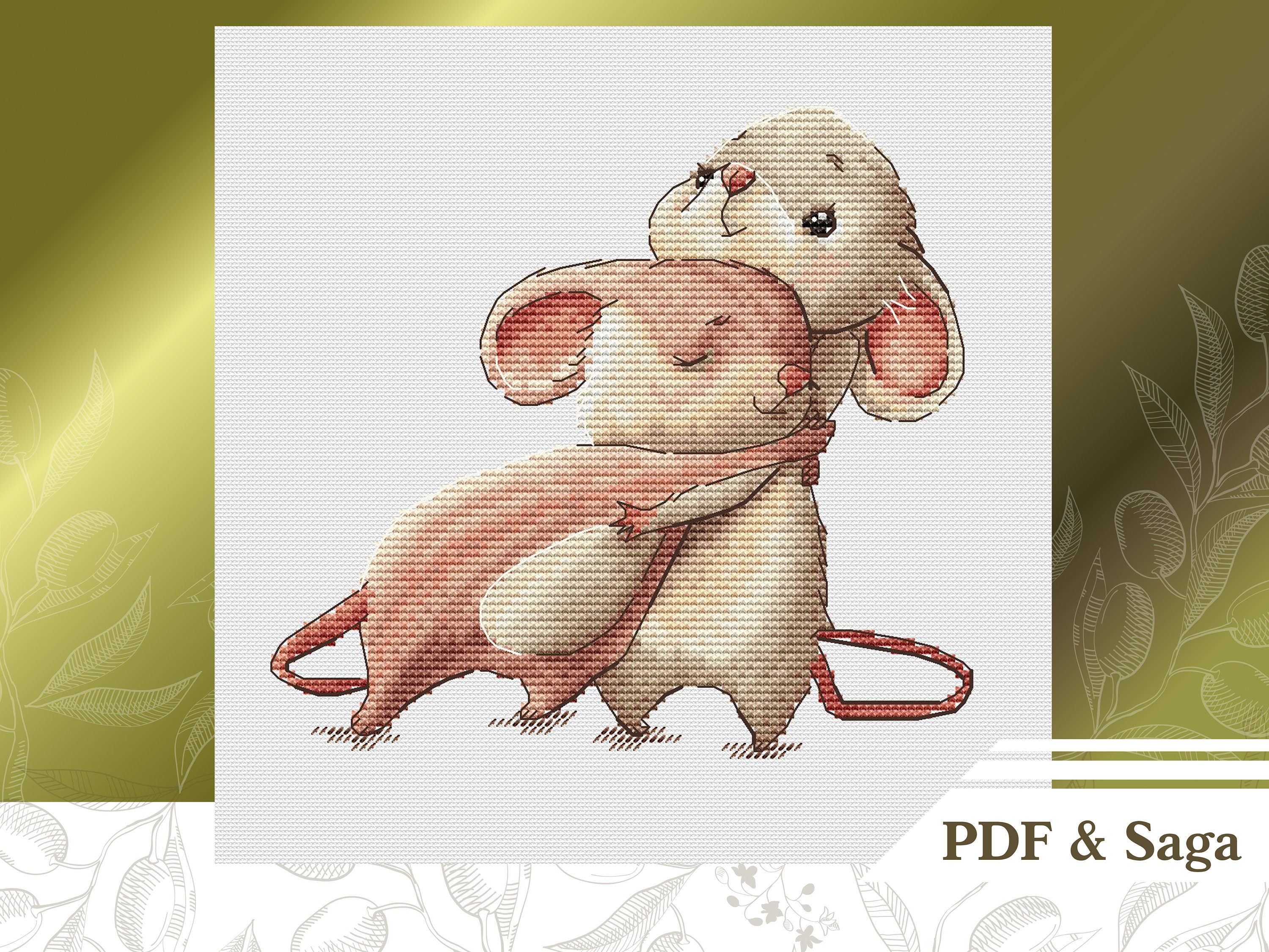 Hugging Mice сross Stitch Pattern PDF, Cute Nursery сross Stitch Chart ...