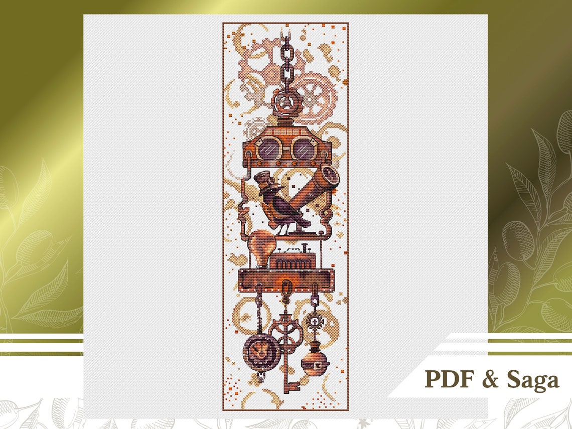 Steampunk Cross Stitch Pattern PDF Watercolor Cross Stitch - Etsy