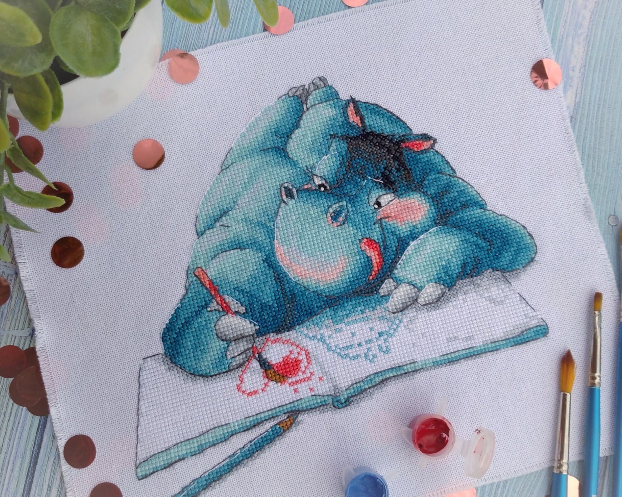 Cute Hippo сross Stitch Pattern PDF Baby Animals Hand - Etsy