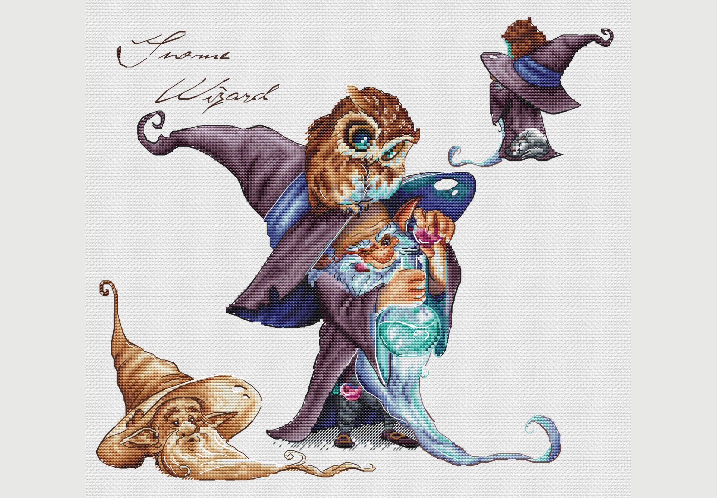 Gnome Wizard Cross Stitch Pattern PDF Magic Cross Stitch | Etsy