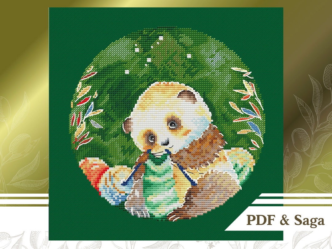 Panda сross Stitch Pattern PDF, Knit сross Stitch Chart Instant ...
