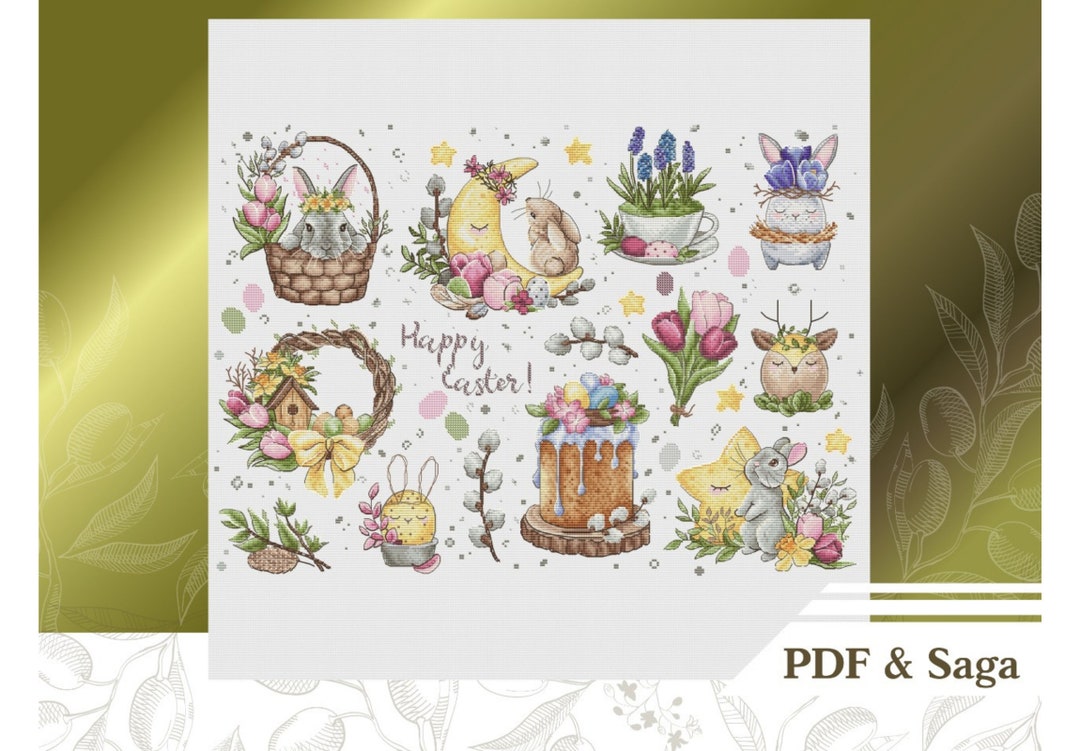 Easter сross Stitch Sampler PDF, Easter Embroidery Pattern Instant ...