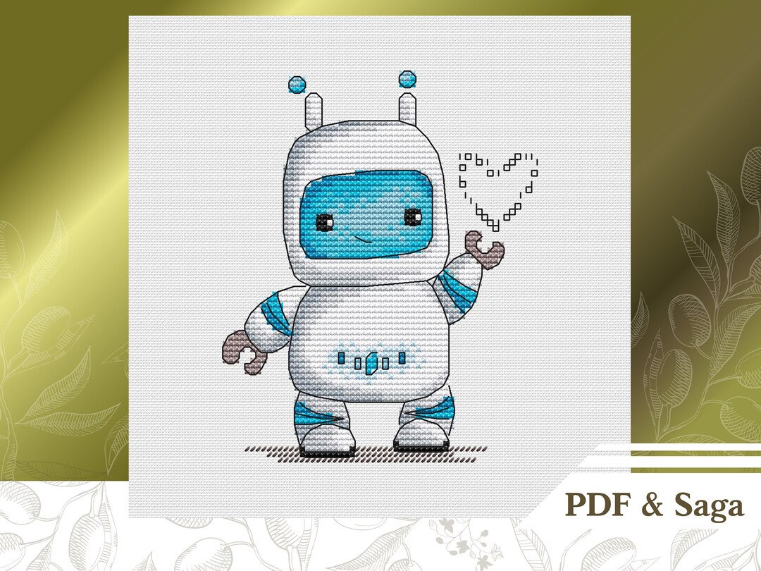 Robot сross Stitch Pattern PDF, Baby Boy Nursery сross Stitch Chart ...