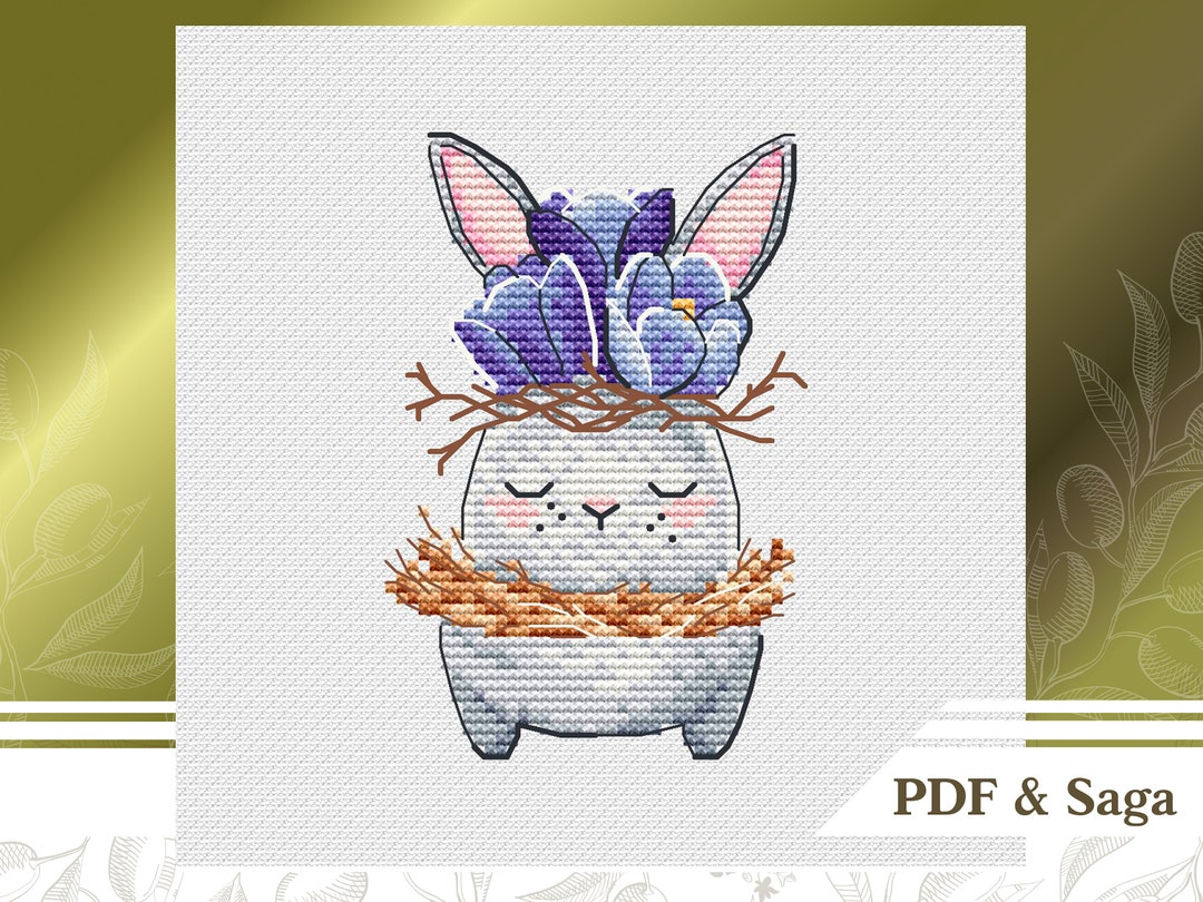 Easter Bunny сross Stitch Pattern PDF and SAGA Instant Download, Easter ...