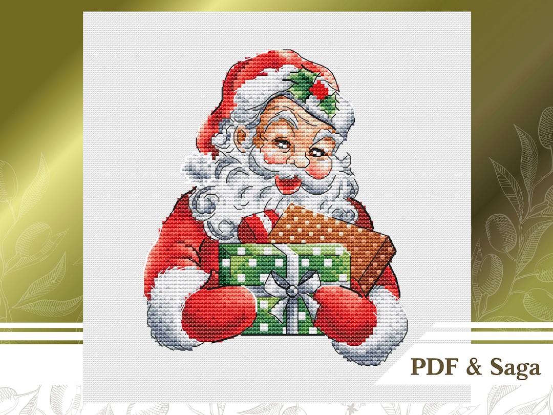 Santa Claus Cross Stitch Pattern PDF, New Year Cross Stitch Chart ...