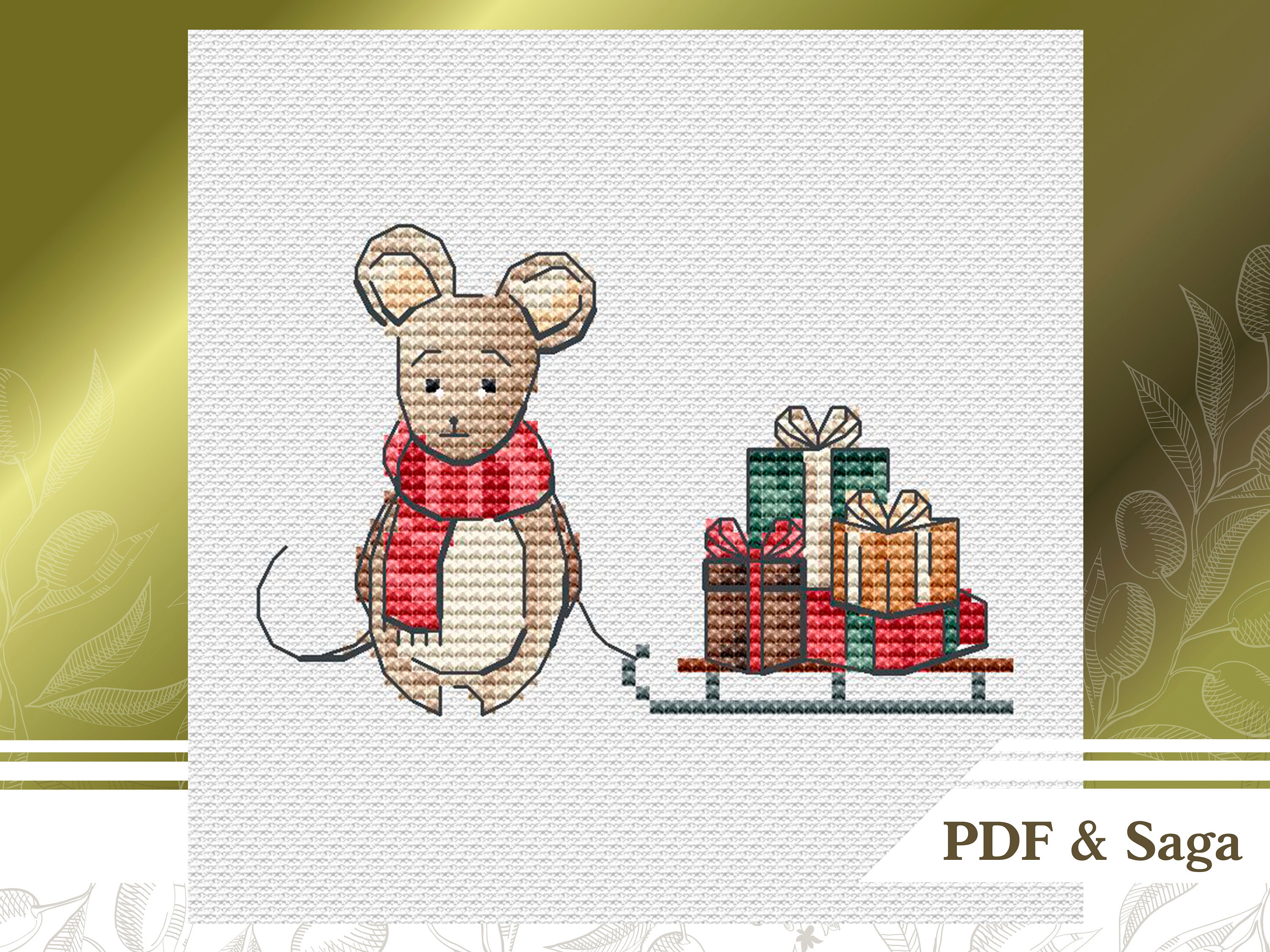 Christmas Mouse Cross Stitch Pattern PDF, Easy Counted Cross Stitch ...