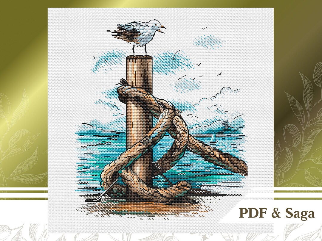 Sea Cross Stitch Pattern PDF Instant Download, Nautical Hand Embroidery ...