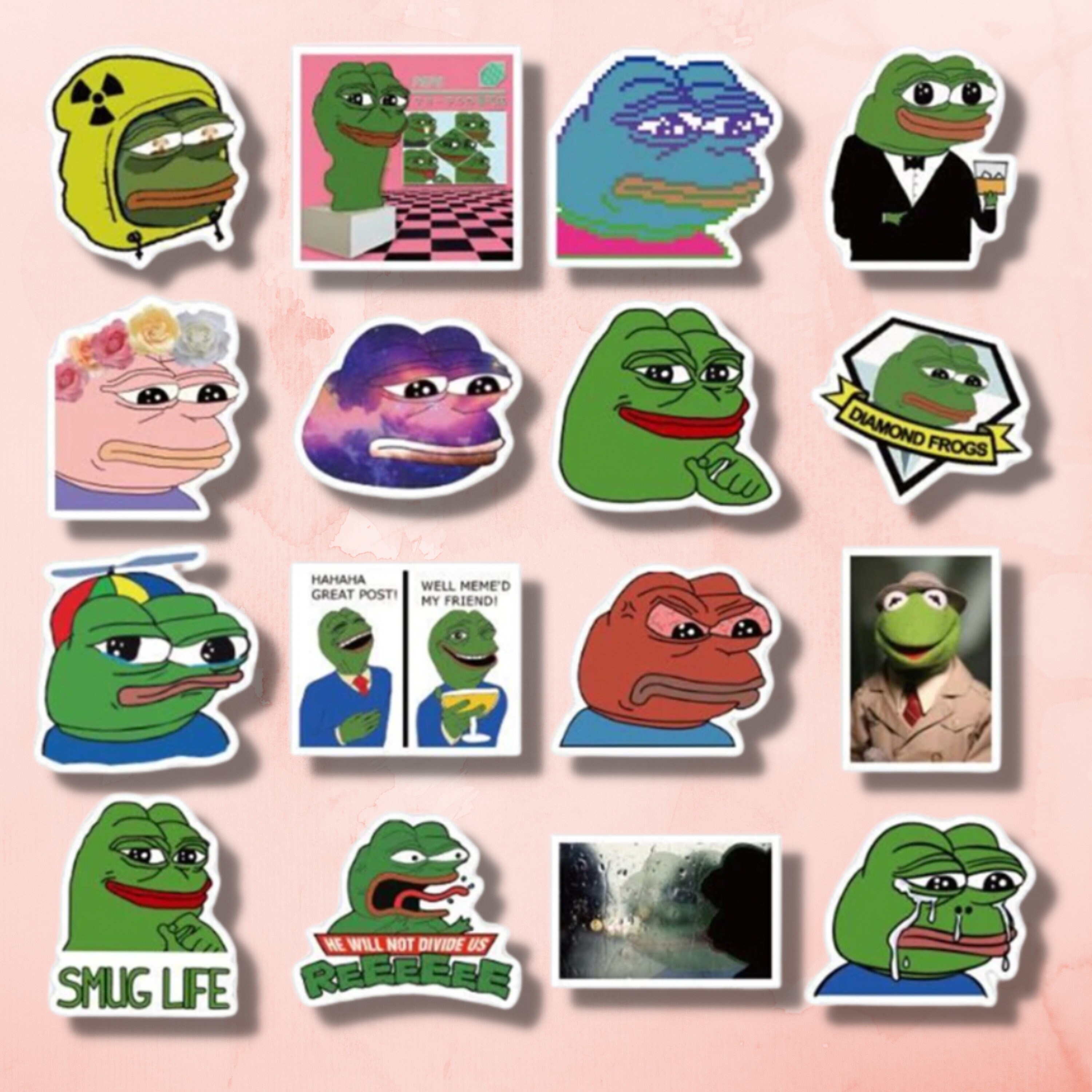 Pepe Stickers, Frog, Kermit the Frog, Grumpy Frog, Frog Stickers, Funny ...