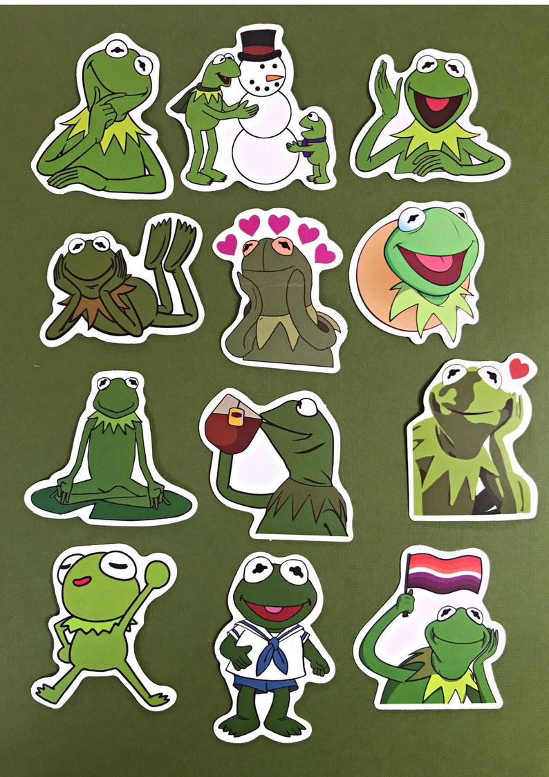 Kermit Sticker Set Kermit the Frog Frog Stickers Cute Frog | Etsy