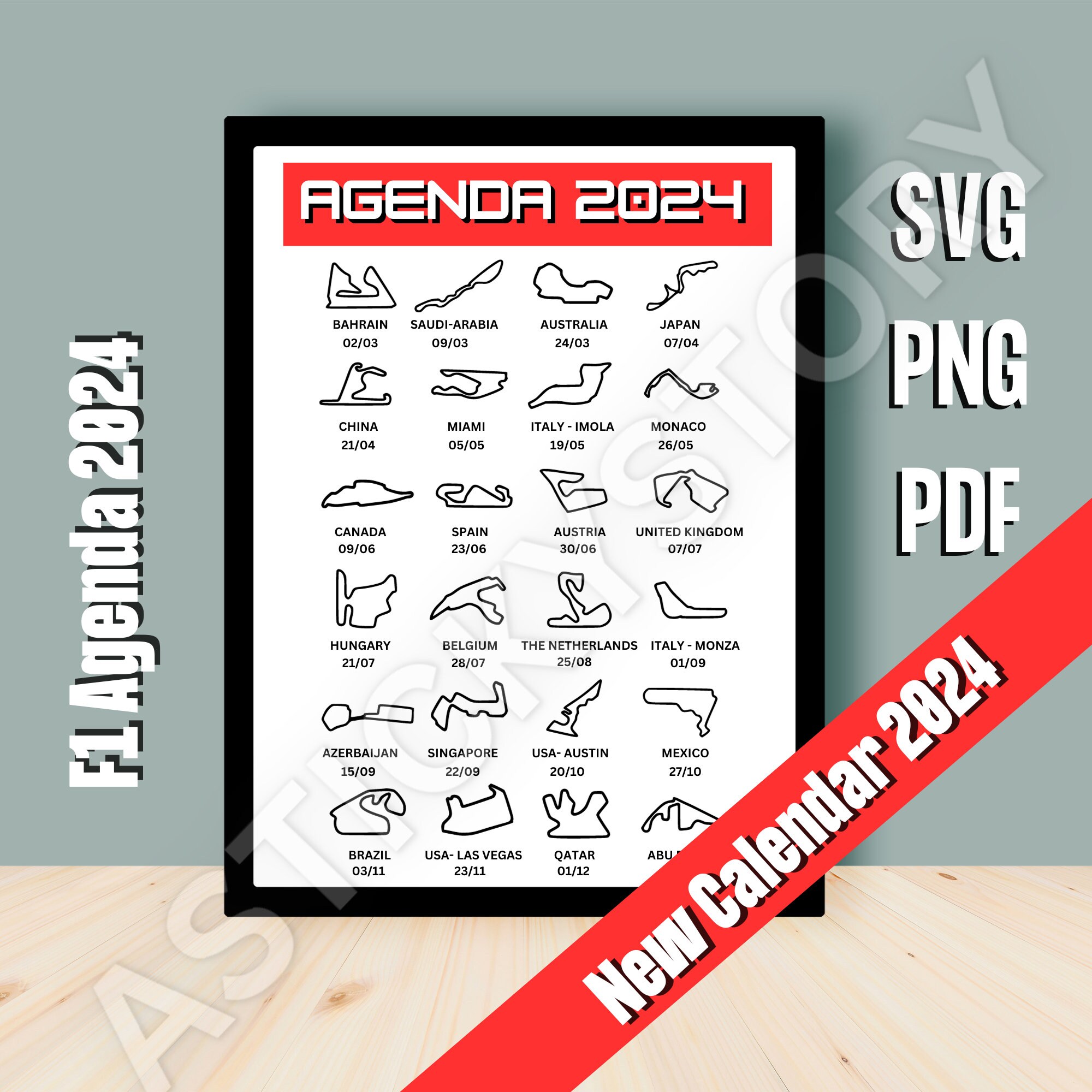 AGENDA 2024 Race Tracks Formula Calendar Grand Prix - Etsy Canada