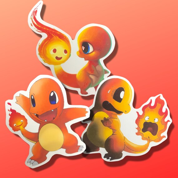 Calcifer Charmander Sticker Studio Ghibli Sticker Pokemon - Etsy