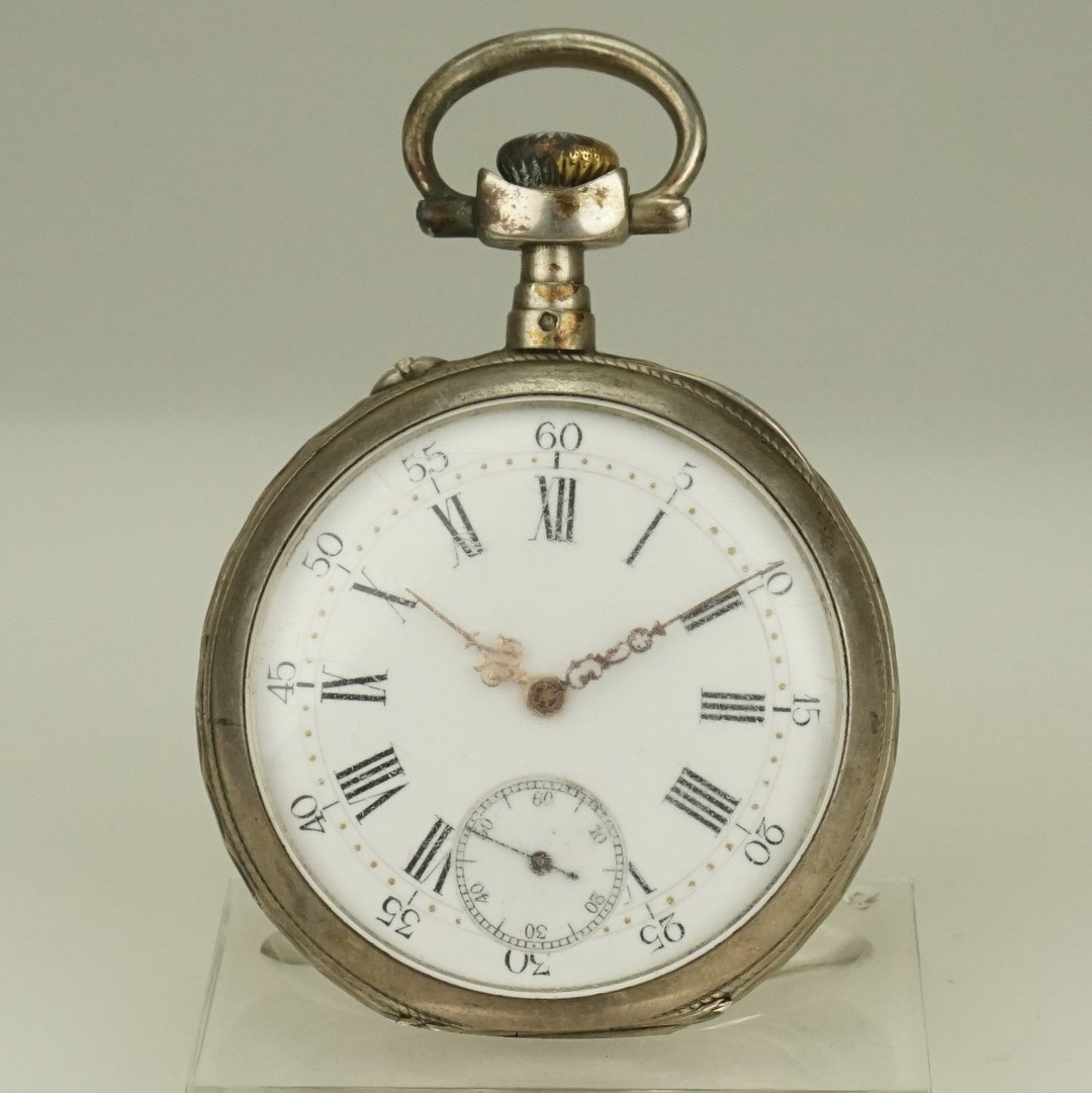RARE! Solid Silver Pocket Watch Antique Men's No Fusee Duplex ...