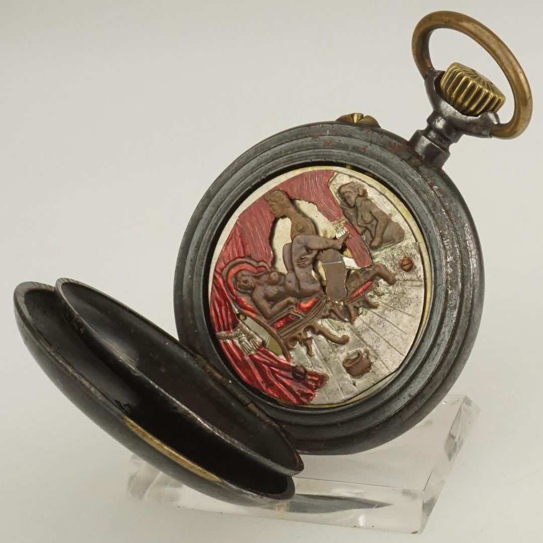 Rare Automated Figures Pocket Watch Men's No Fusee Duplex No Repeater ...