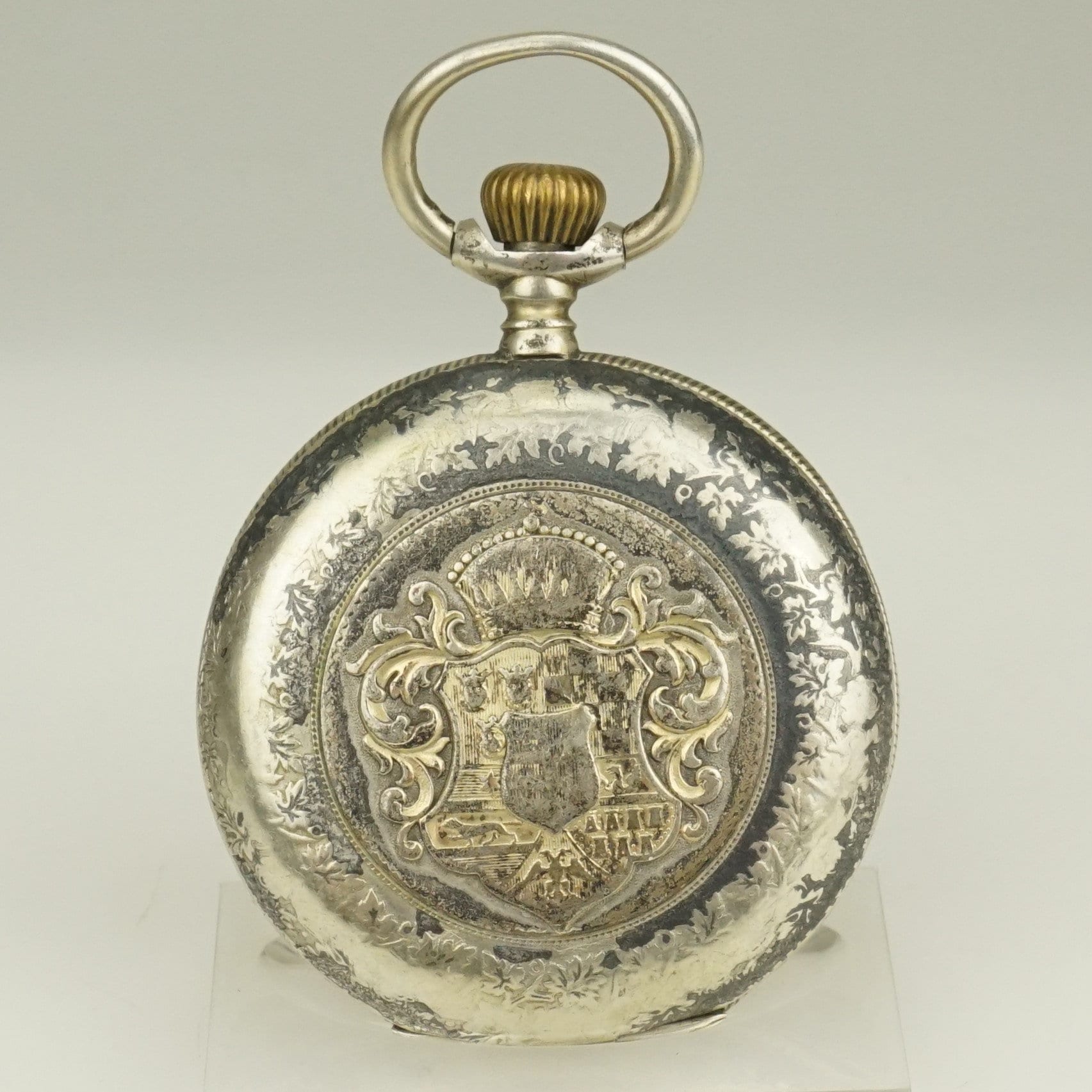 RARE Niello Solid Silver Pocket Watch Antique Men's Ladies No Fusee ...