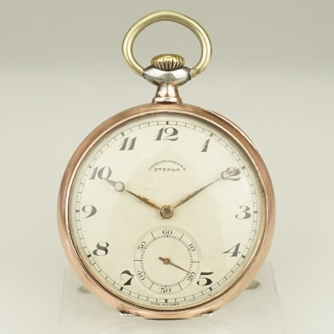 RARE ETERNA Solid Silver Pocket Watch Antique Men's Ladies No Fusee ...