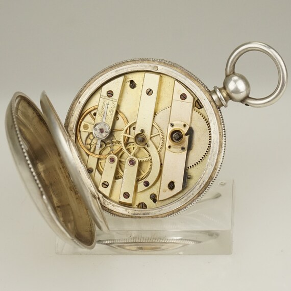 RARE! Solid Silver Pocket Watch Antique Men's no fuse… - Gem