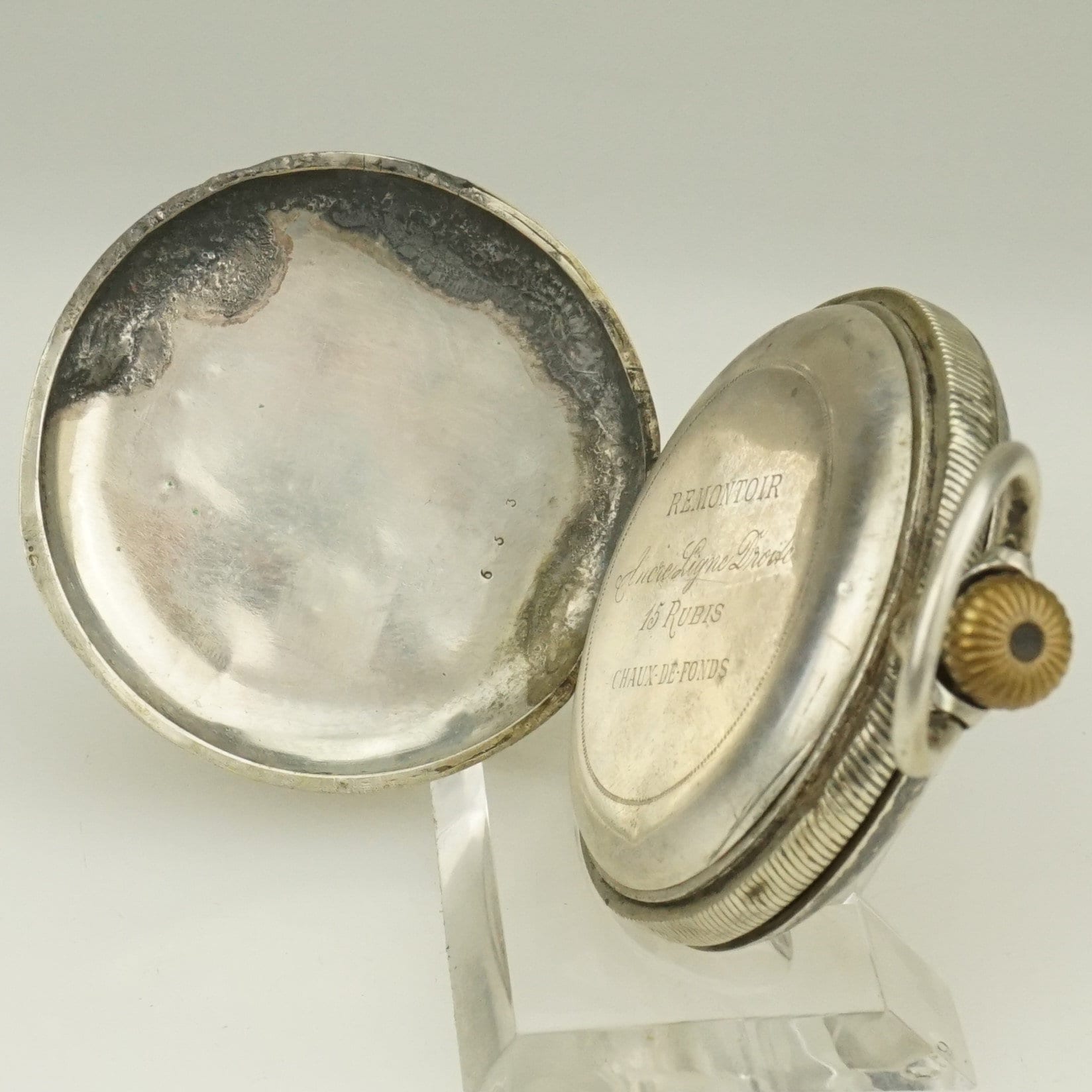 RARE Niello Solid Silver Pocket Watch Antique Men's Ladies No Fusee ...